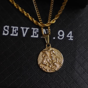 18k Gold St George Pendant Saint George of Lydda Medal St George ...