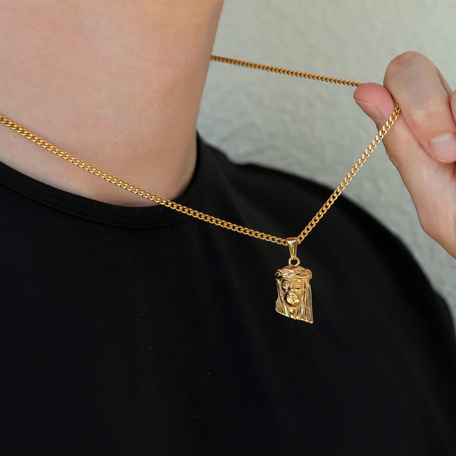 18k Gold Jesus Piece Pendant Gold Jesus Pendant Micro Jesus Piece ...