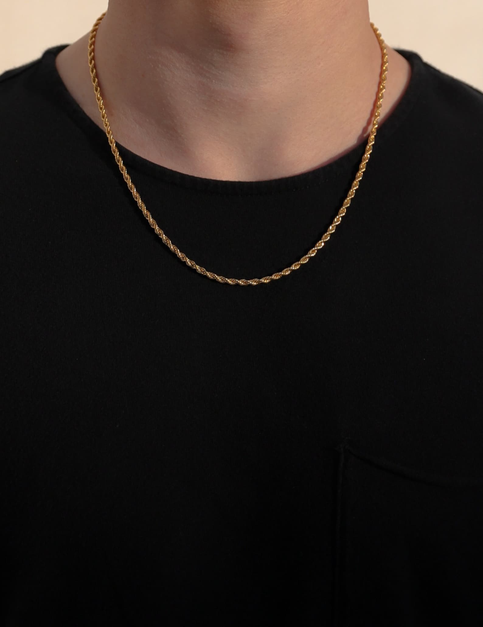 18k Silver Rope Chain Mens Gold Man Necklace Stainless Steel 3mm Chain ...