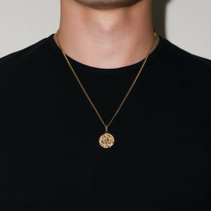 Necklace Set for Men- 18k Gold St George Pendant Rope Chain Saint ...