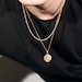 18k Gold Zeus Coin Pendant Chain Mens Greek God Zeus Necklace Gold Man ...