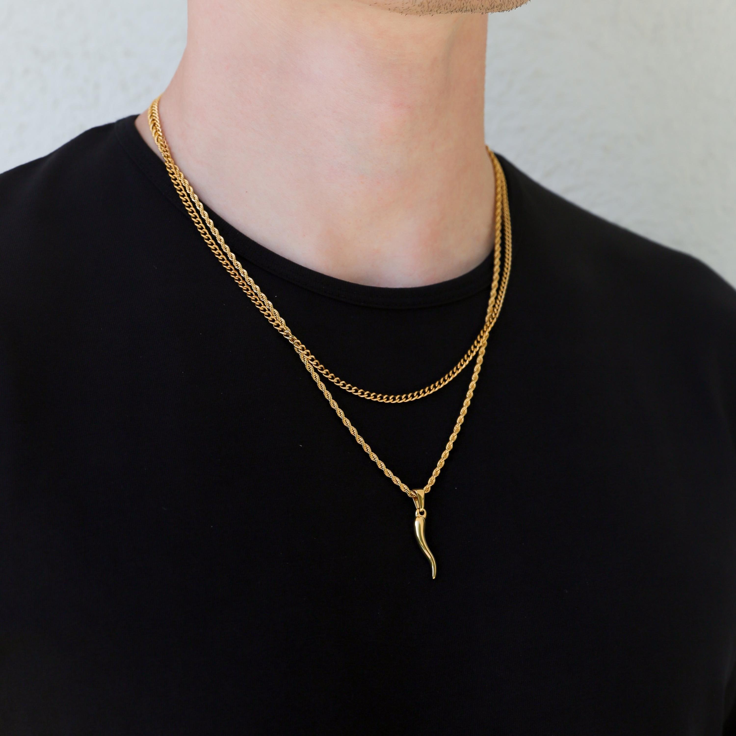 18k Gold Italian Horn Pendant for Men Italian Horn Necklace Italian ...