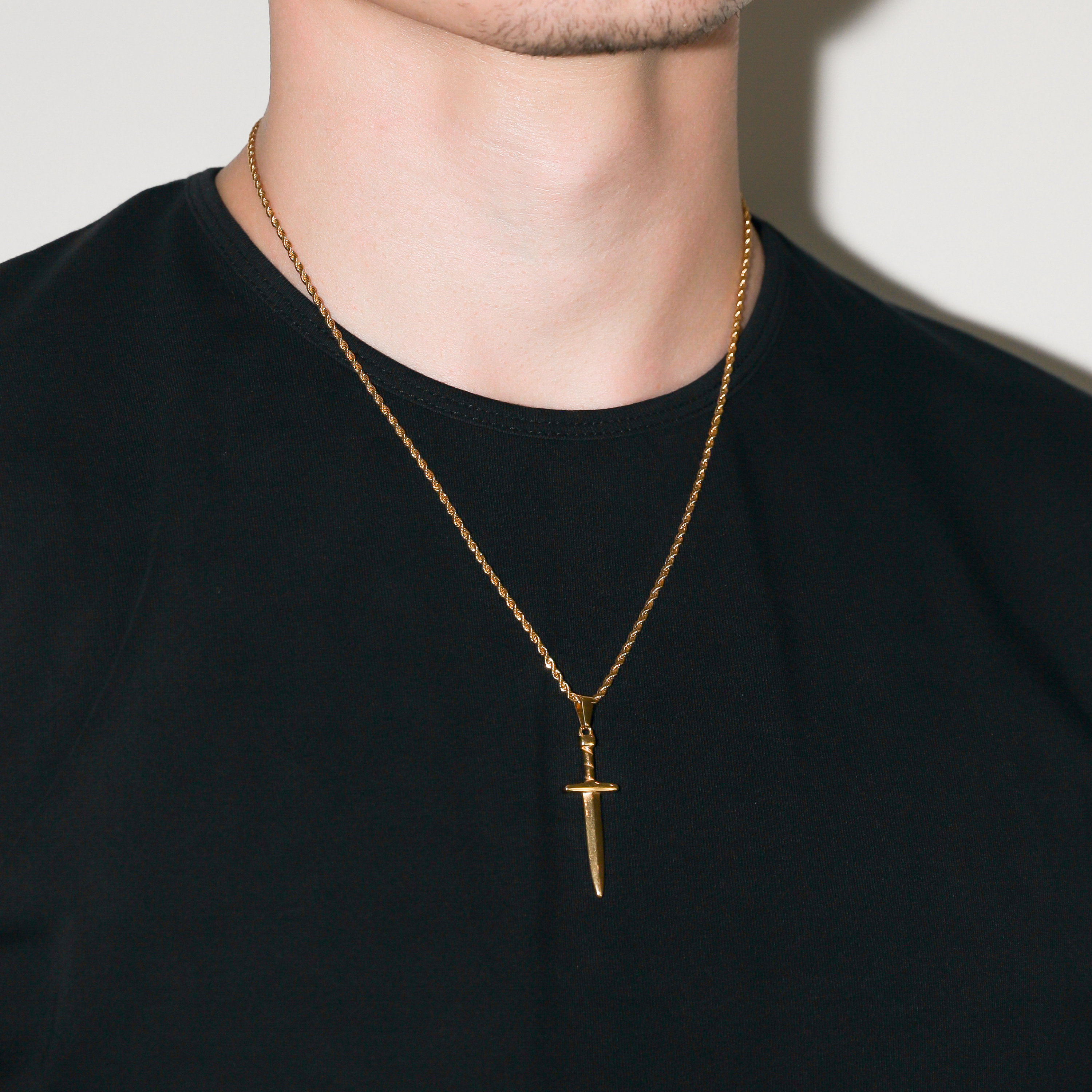 18k Gold Dagger Pendant Gold Sword Necklace for Men Gold - Etsy