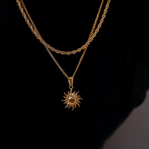 Necklace Set for Men- 18k Gold Sun Pendant Necklace for Man Chain Man ...