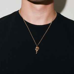 Necklace Set for Men - 18k Gold Snake Pendant Rope Chain Snake Rose ...