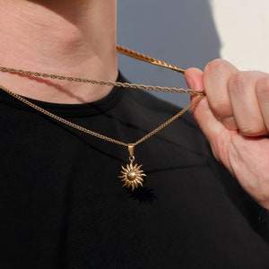 Necklace Set for Men- 18k Gold Sun Pendant Necklace for Man Chain Man ...