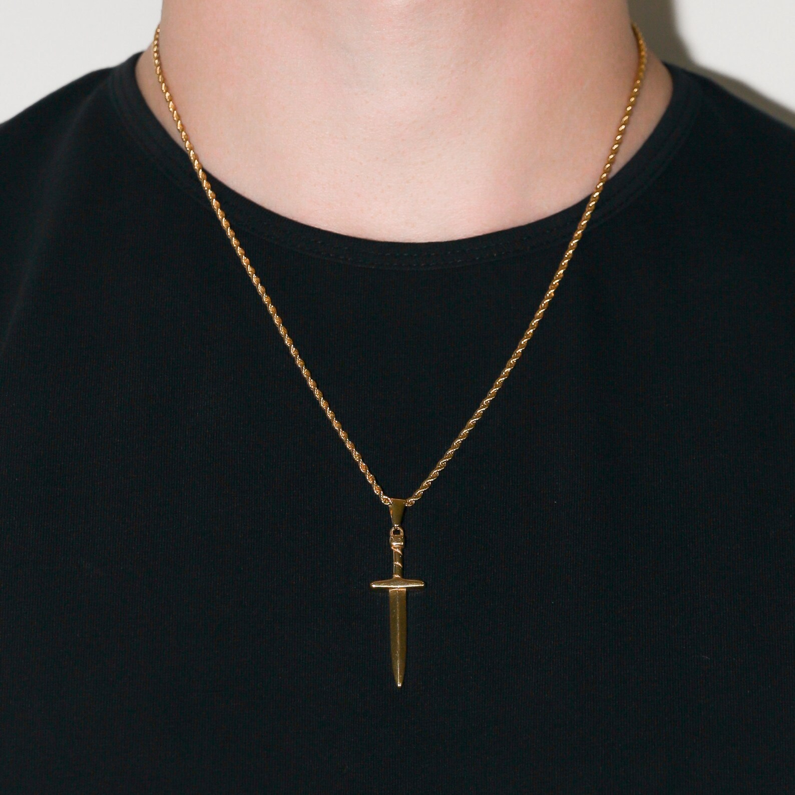 18k Gold Dagger Pendant Gold Sword Necklace for Men Gold - Etsy