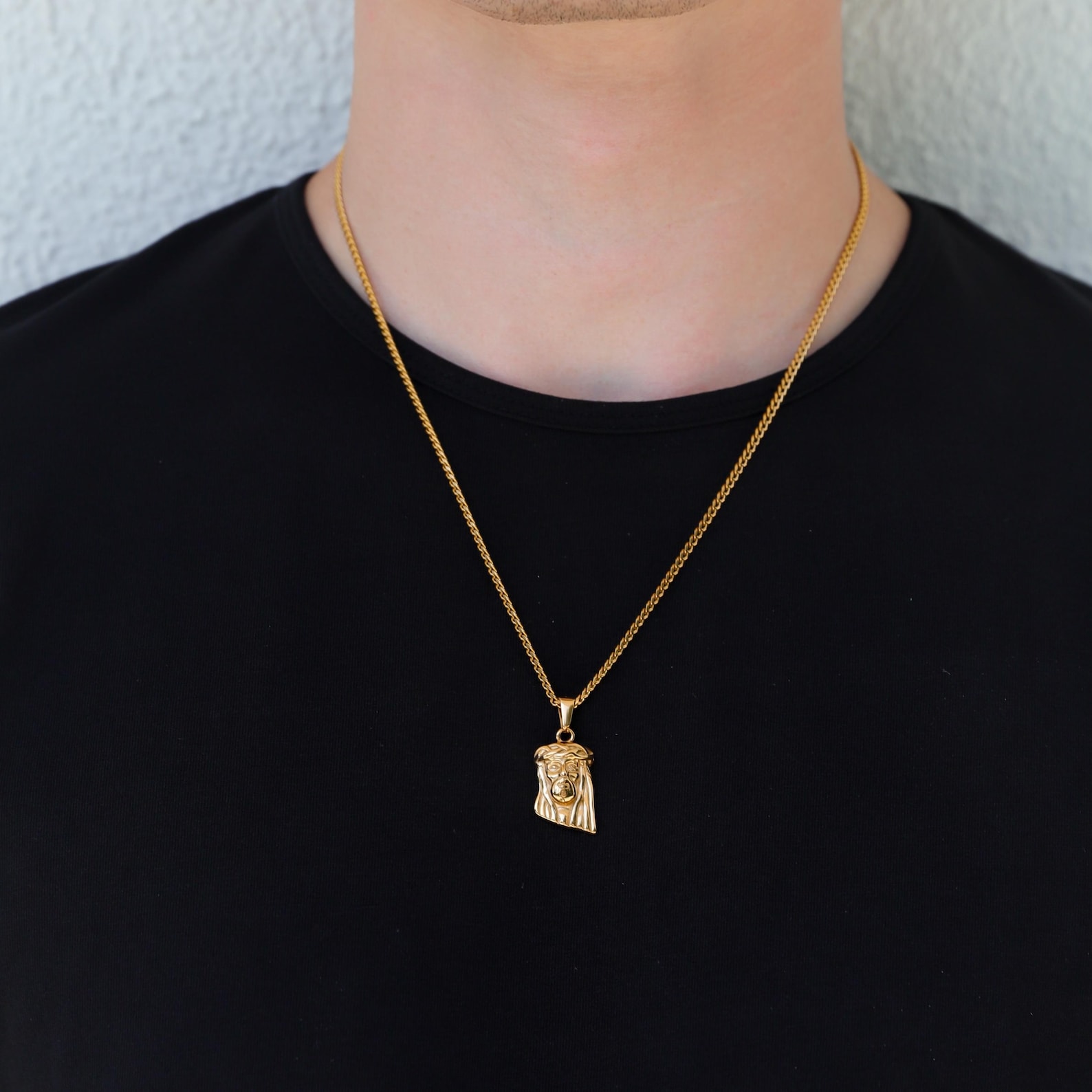 18k Gold Jesus Piece Pendant Gold Jesus Pendant Micro Jesus Piece ...