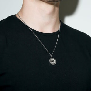 18k Gold Spartan Warrior Pendant Chain Mens Spartan Greek Necklace Gold ...