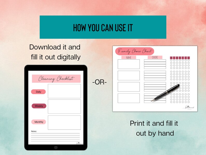 Cleaning Productivity Planner, Family Chore Chart, to Do List, Cleaning ...