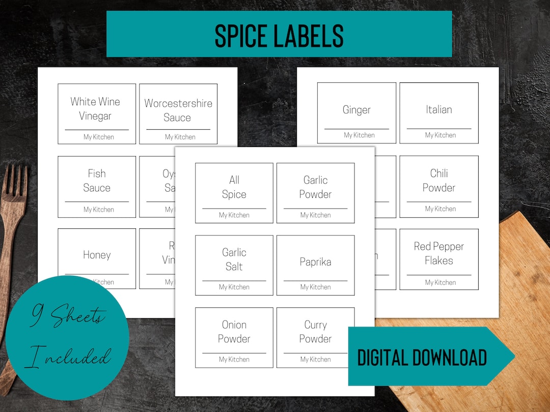 Spice/ingredient Label Template, Printable Digital Download - Etsy