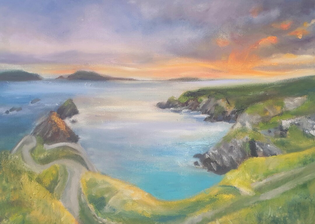 Sunset Dunquin, County Kerry, Ireland- Oil & Acrylic Landscape Painting ...
