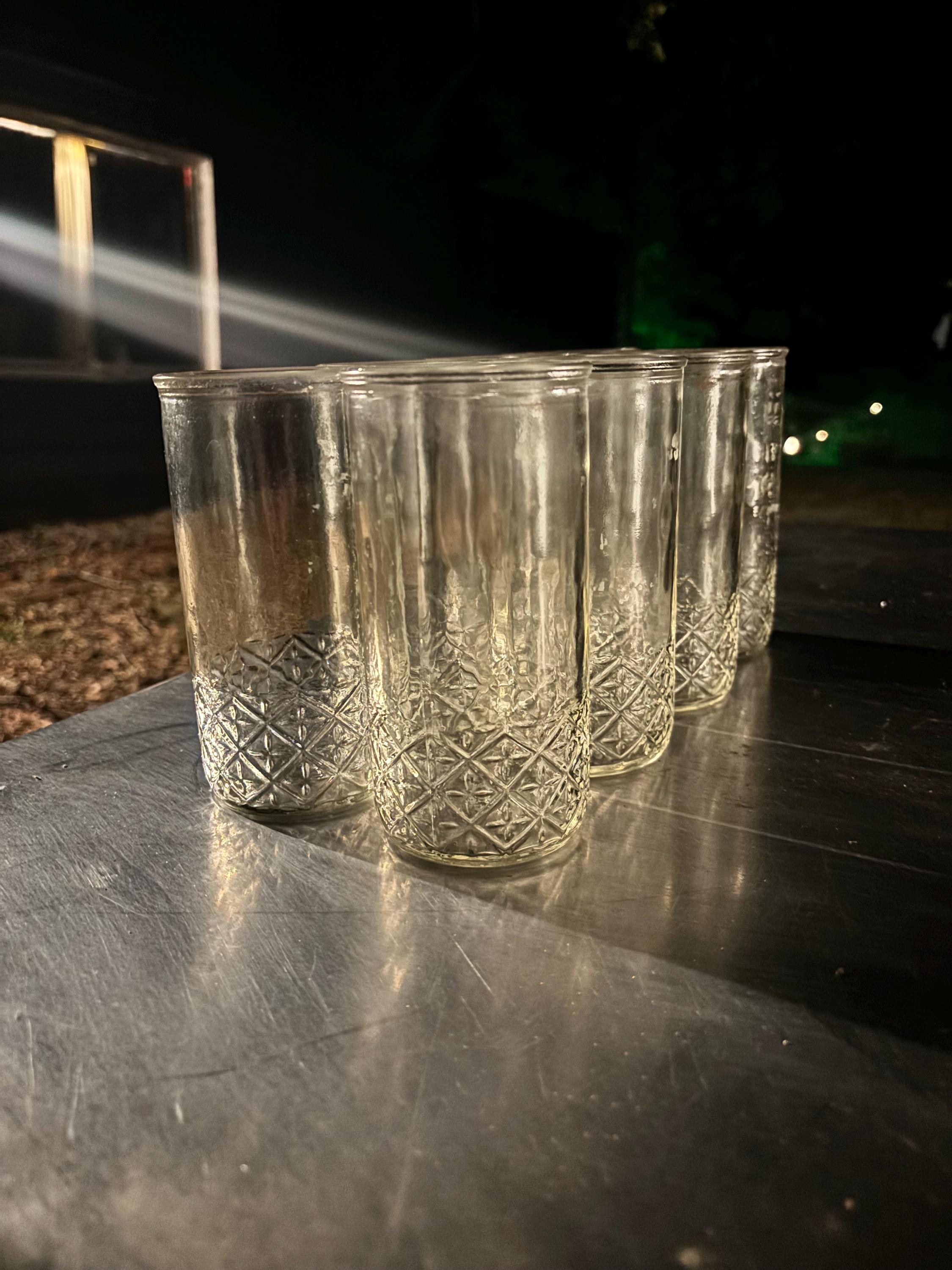 Vintage Jam Jelly Drinking Tea Glasses Quilted Basket Weave Pattern ...