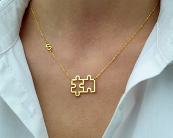 Sterling Silver Puzzle Piece Pendant Necklace - Etsy
