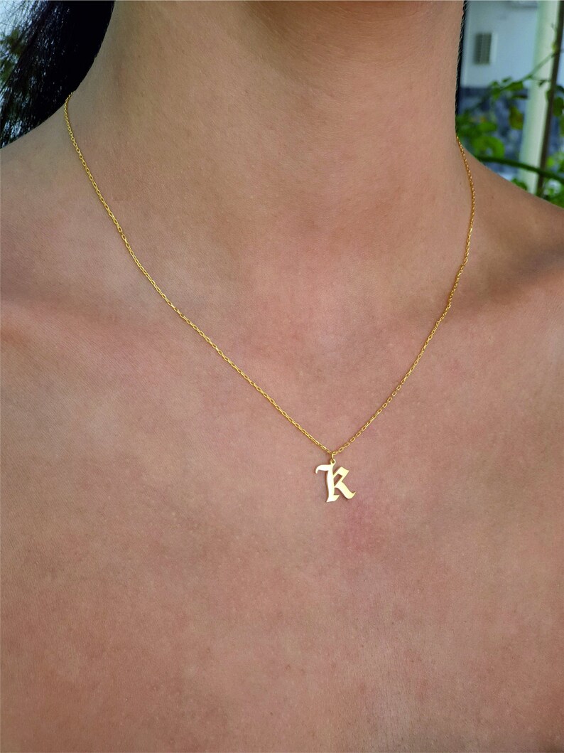 Gold Initial Necklace Custom Initial Necklace 925k Sterling Etsy