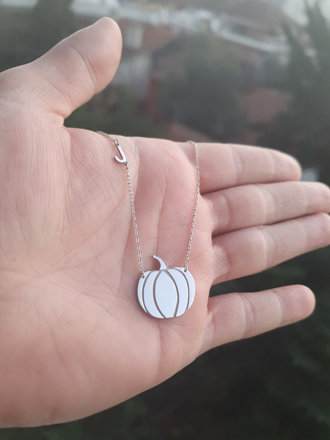 Collier citrouille en argent sterling : breloque initiale personnalisée ...
