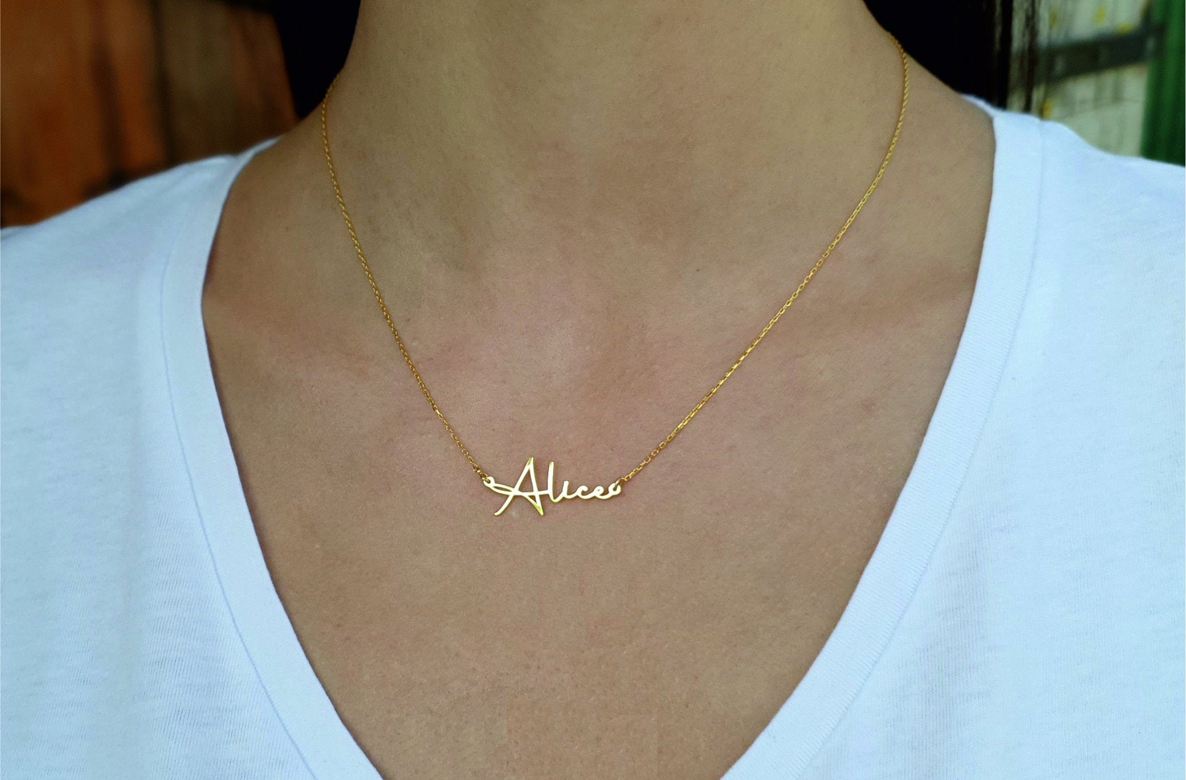 Custom Name Necklace Sterling Silver Name Necklace Gold | Etsy