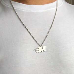 Men Necklace Personalized, Sterling Silver Guy Necklace, Men's Flame ...