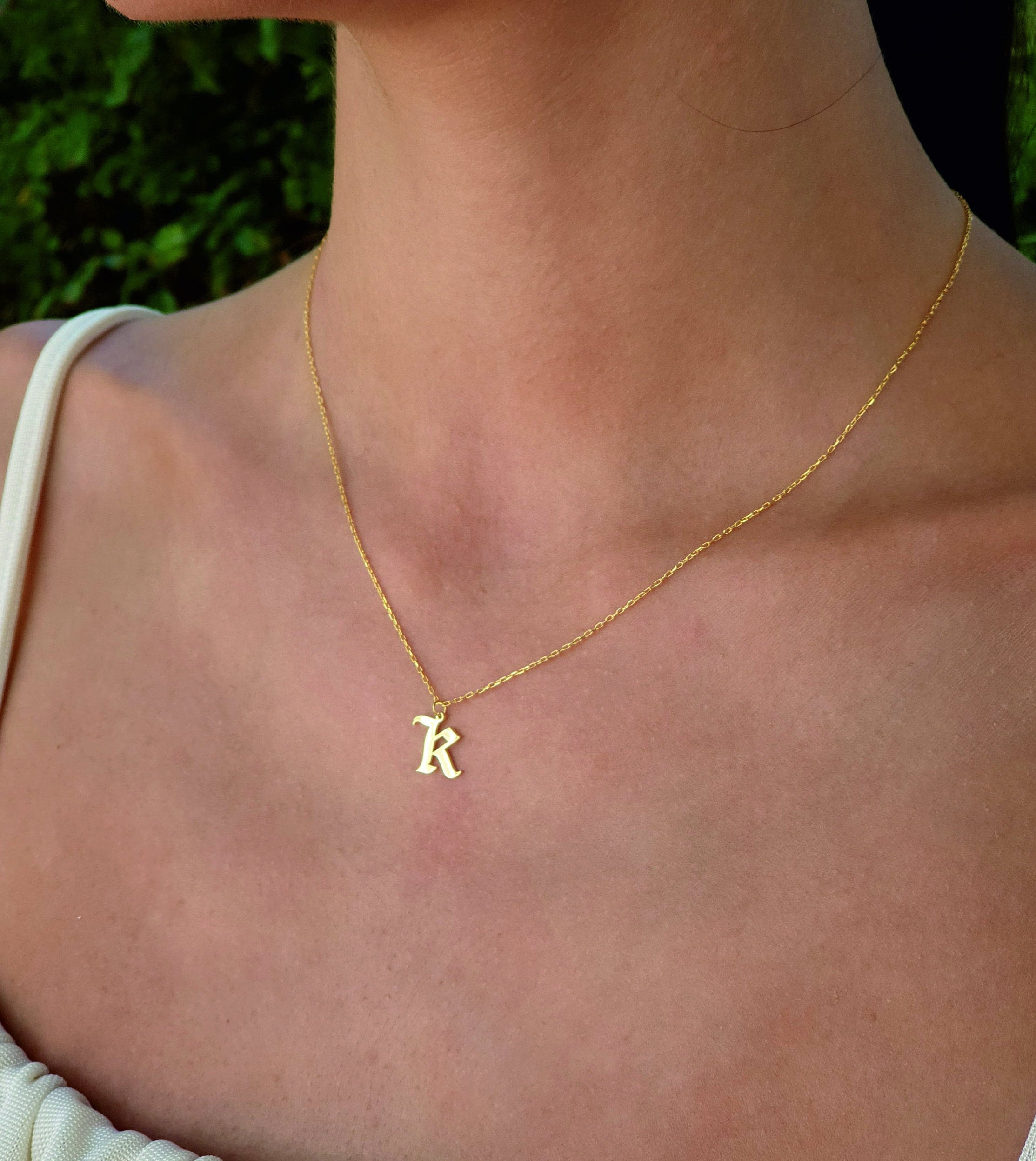 Gold Initial Necklace Custom Initial Necklace 925k Sterling | Etsy