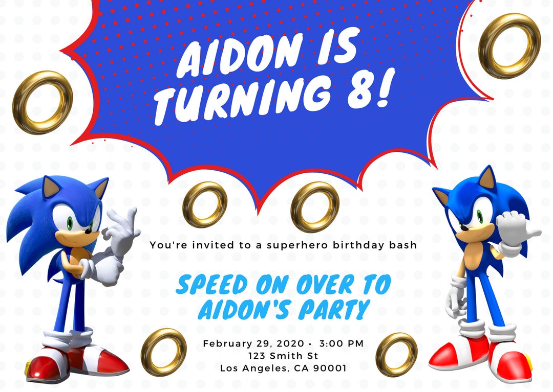 Sonic Birthday Party Invitation - Etsy