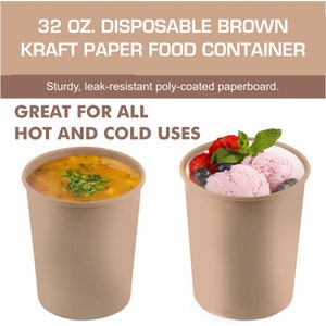 32 Oz. Disposable Brown Kraft Paper Soup Containers - Etsy