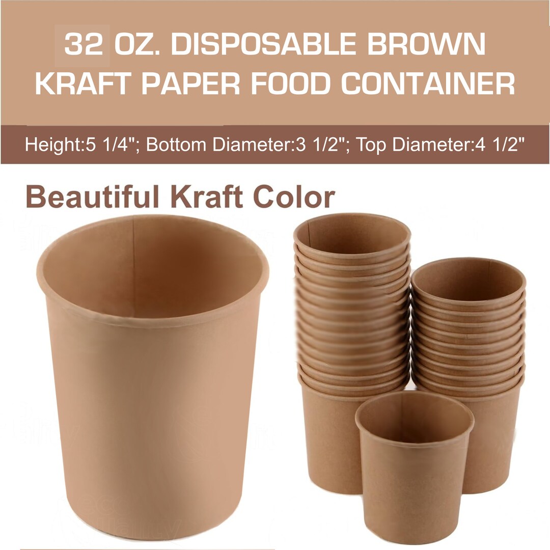 32 Oz. Disposable Brown Kraft Paper Soup Containers - Etsy