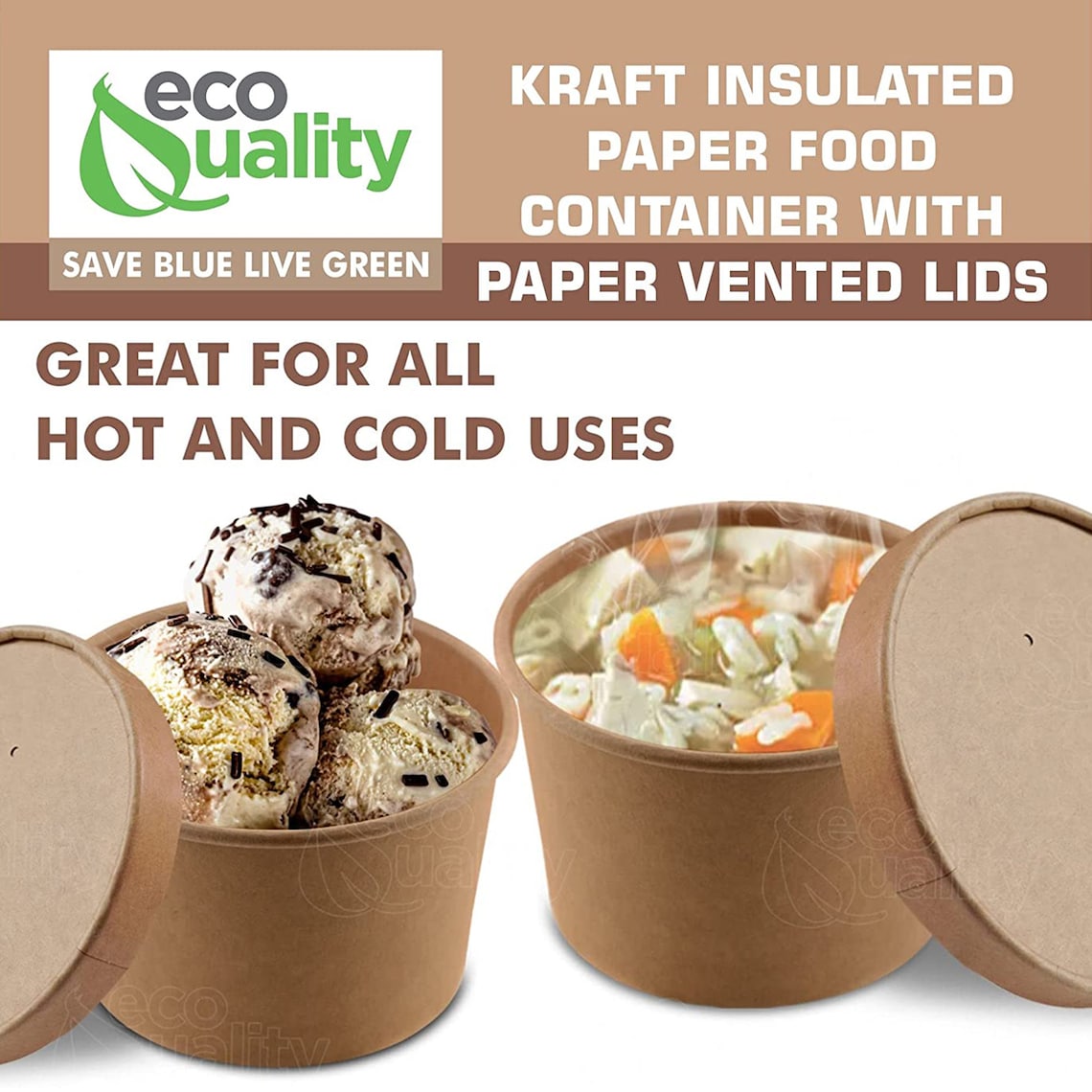 8 Oz. Disposable Kraft Paper Soup Containers With Kraft Vented - Etsy