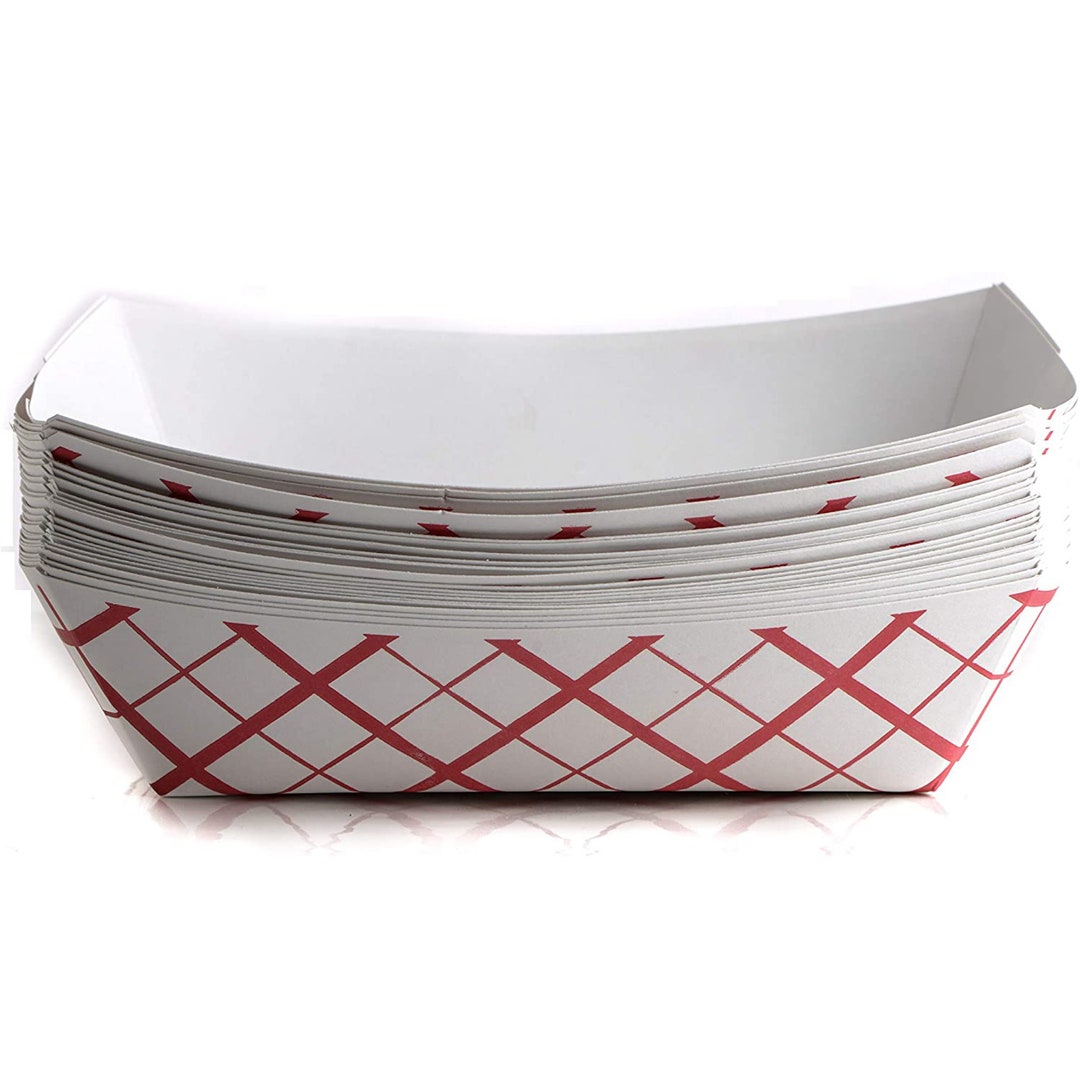 1lb USA Made Disposable Red Check Paper Food Trays Baskets Snack Server ...