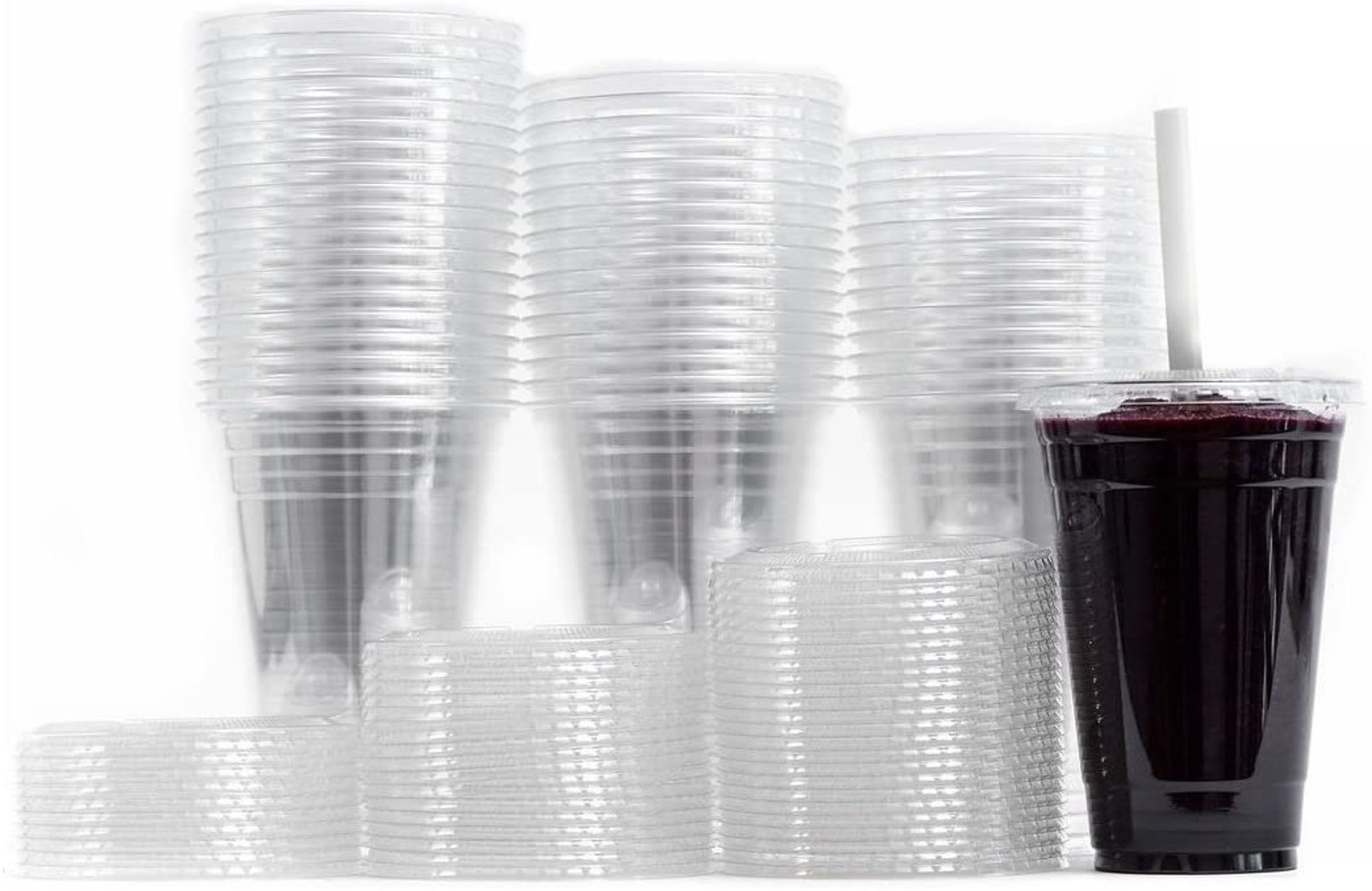 Clear 10oz Plastic Disposable Cups With Lids and Smoothie - Etsy