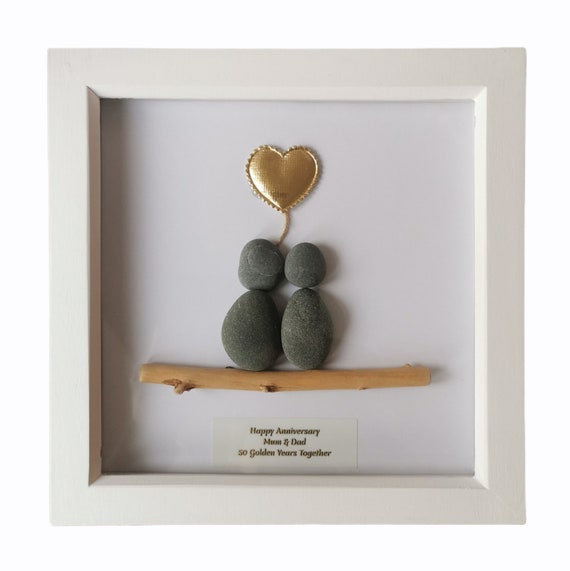 Art & Collectibles Pebble art family of 14 Golden wedding anniversary ...