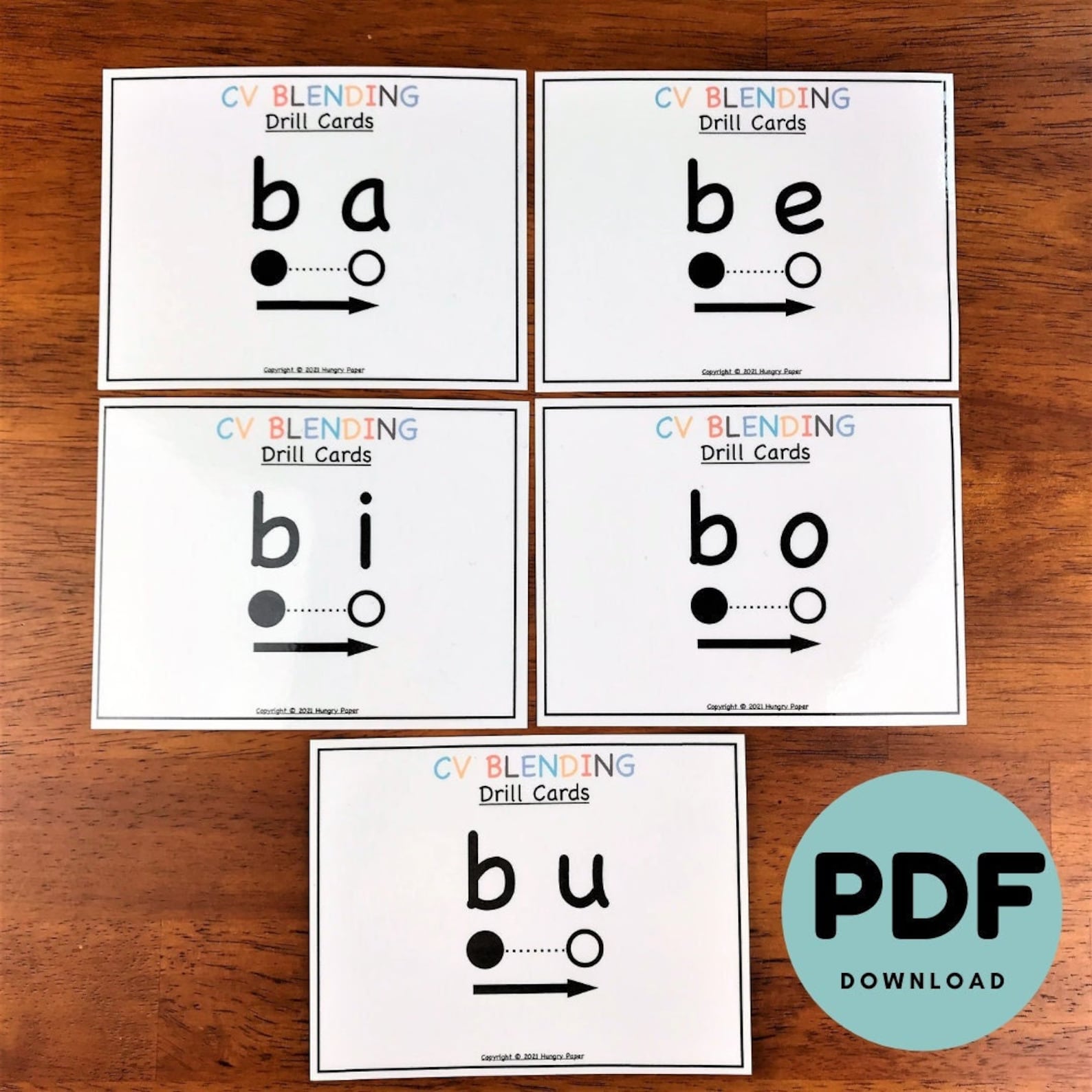 Consonant Vowel CV Blending Drill Cards PDF Digital Download | Etsy