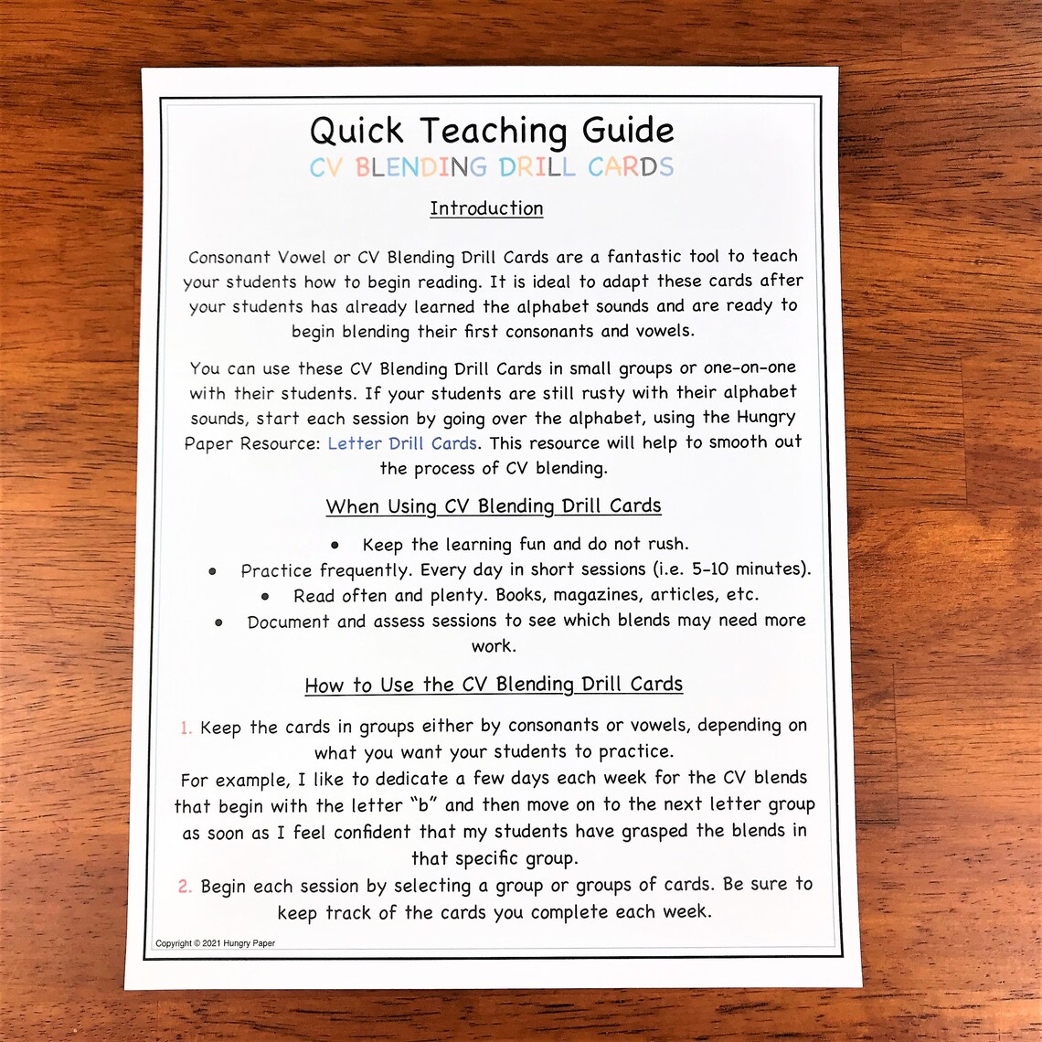 Consonant Vowel CV Blending Drill Cards [PDF Digital Download] - Etsy