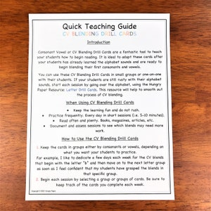 Consonant Vowel CV Blending Drill Cards [PDF Digital Download] - Etsy