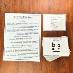 Consonant Vowel CV Blending Drill Cards [PDF Digital Download] - Etsy