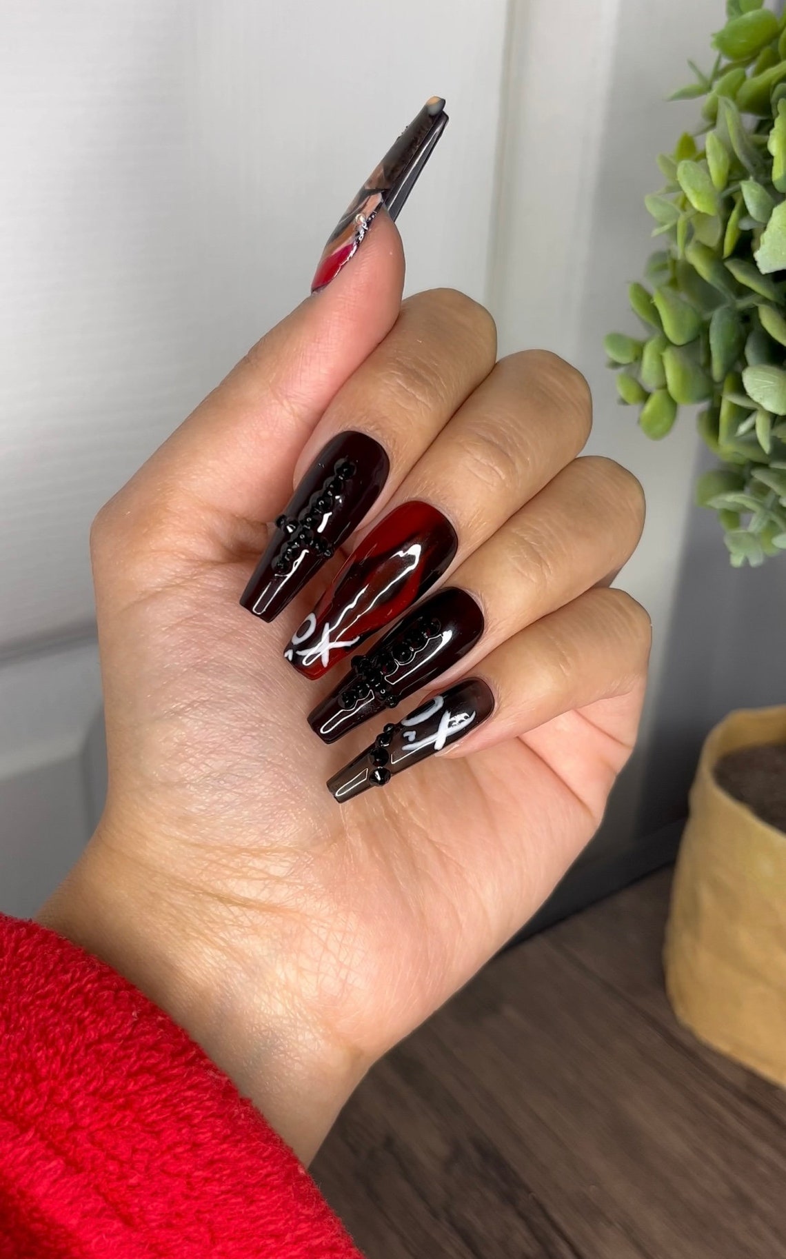 The Weeknd XO Press on Nails Bejeweled Cross Ombre Concert - Etsy