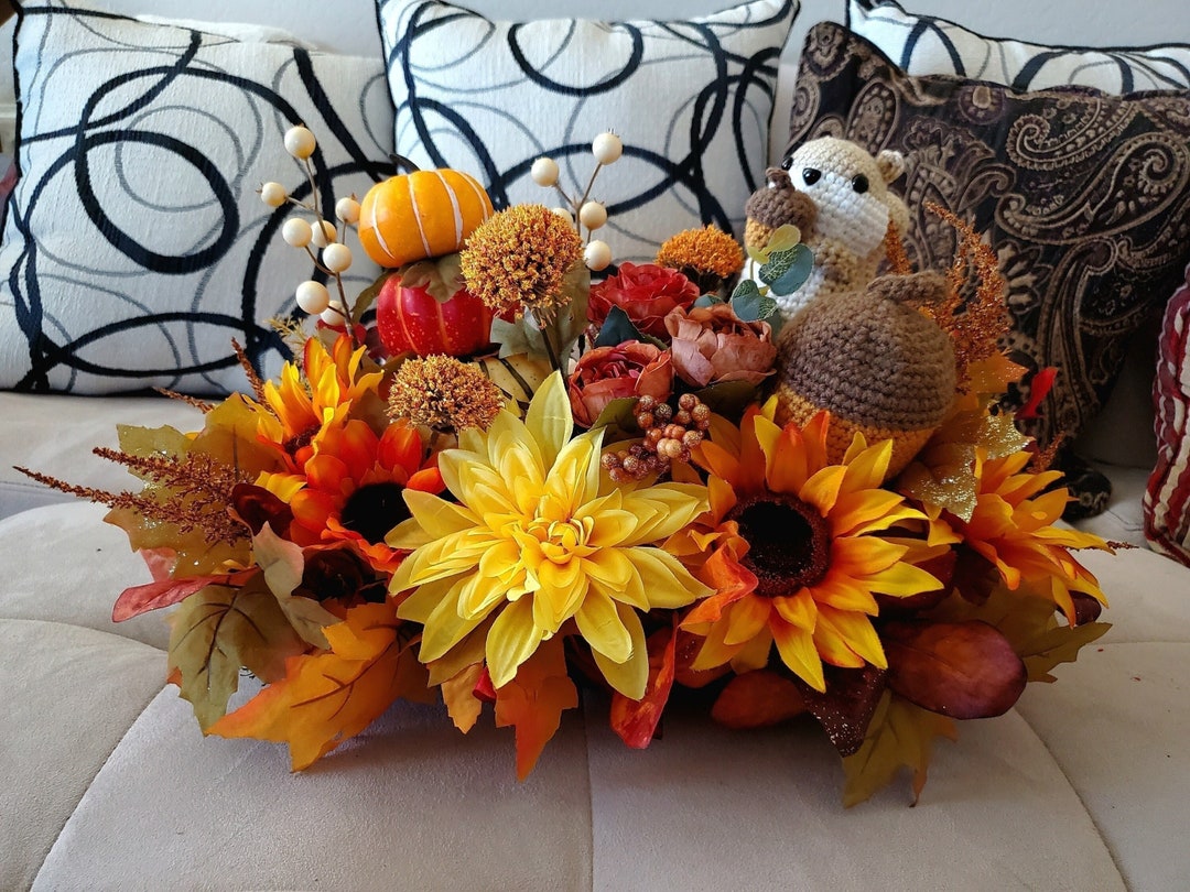 Fall Squirrel Centerpiece, Fall Floral Decor, Fall Decor, Table ...