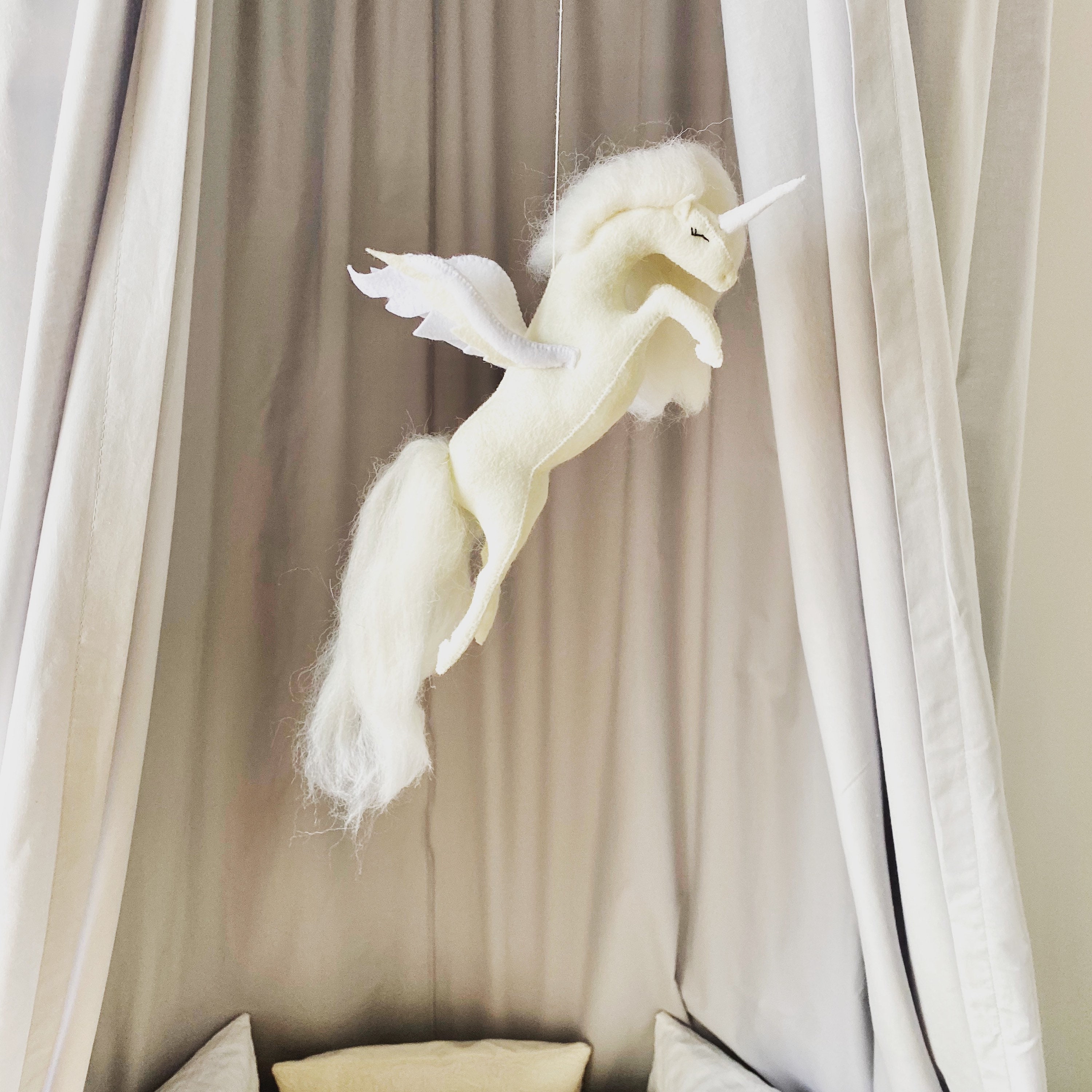 Ivory Unicorn Canopy Mobile - Unicorn Nursery Decor - Baby Girl Mobile ...