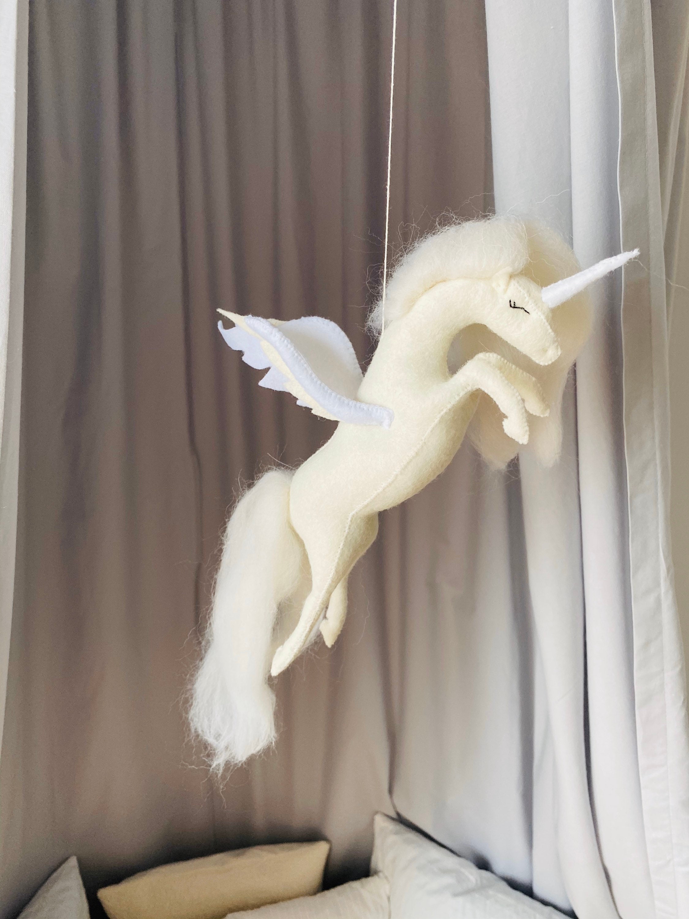 Ivory Unicorn Canopy Mobile - Unicorn Nursery Decor - Baby Girl Mobile ...