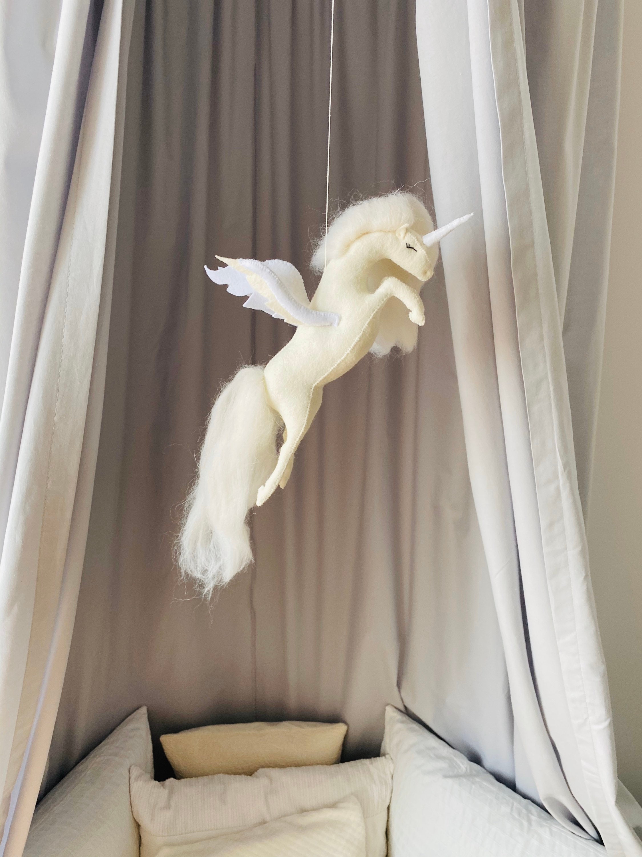 Ivory Unicorn Canopy Mobile - Unicorn Nursery Decor - Baby Girl Mobile ...