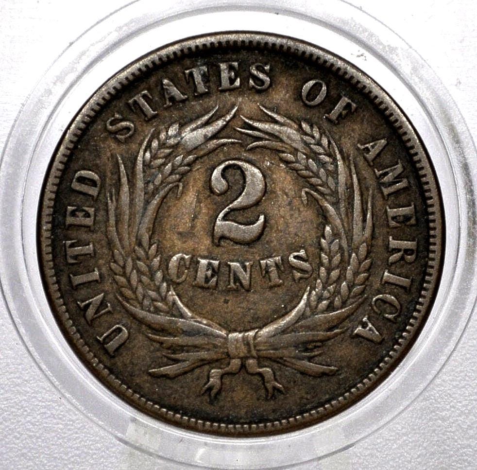 1868 Two Cent Us Coin - G-xf (good to Extreemly Fine) Grade / Condition ...