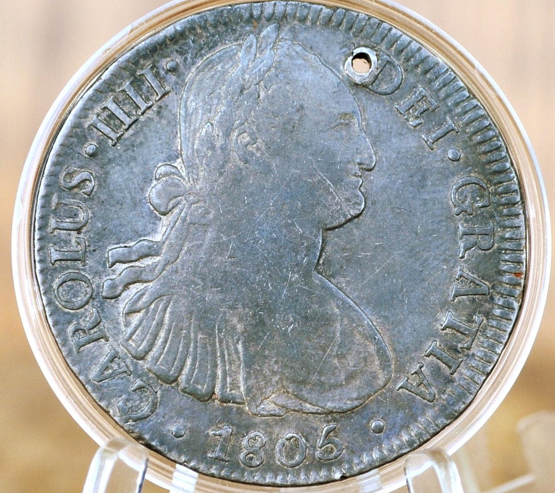 1805 Th Spanish 8 Reales, Mexico - Xf+ Detail, Holed - Spanish Silver ...