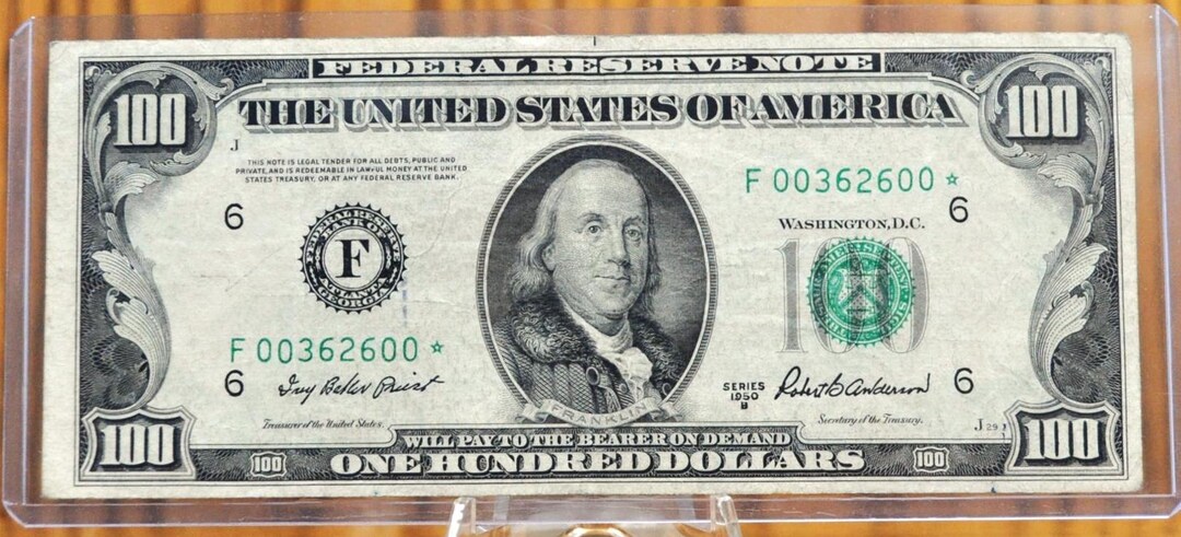 1950-B Federal Reserve 100 Dollar STAR Note - Extremely Fine (XF) Grade ...