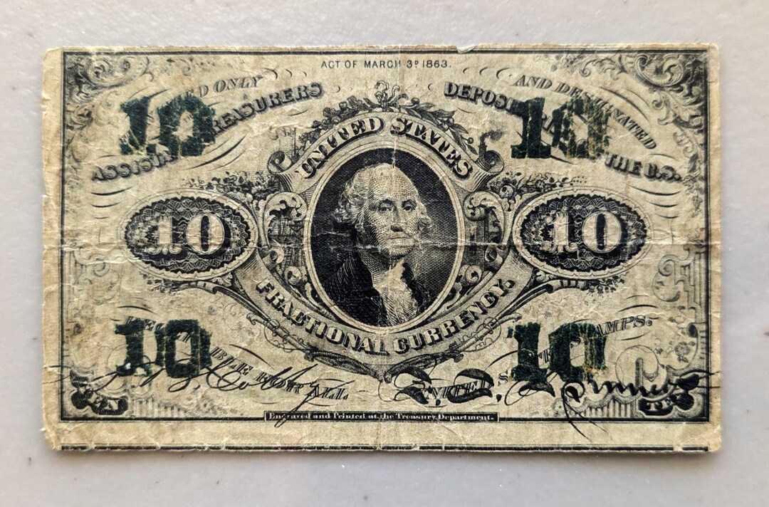 1863 US 3rd Issue 10 Cent Fractional Note - Very Fine (VF) - Colby ...