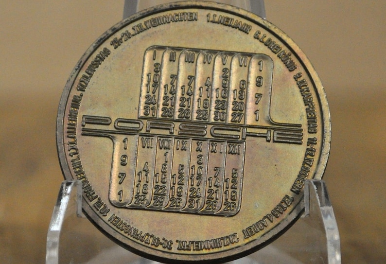 1971 Porsche Calendar Coin - Porsche Konstruktion 1914 "stadtcoupe ...