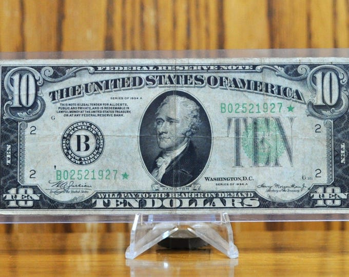 1934-A Federal Reserve 10 Dollar Star Note - Choice Vf (vf+) - New York ...