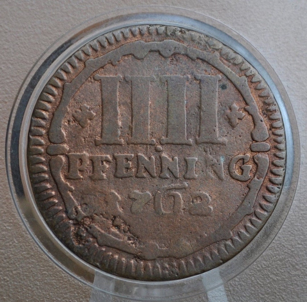1762 German States 4 Pfennig Great Details / Condition Rarer Coin, Low ...