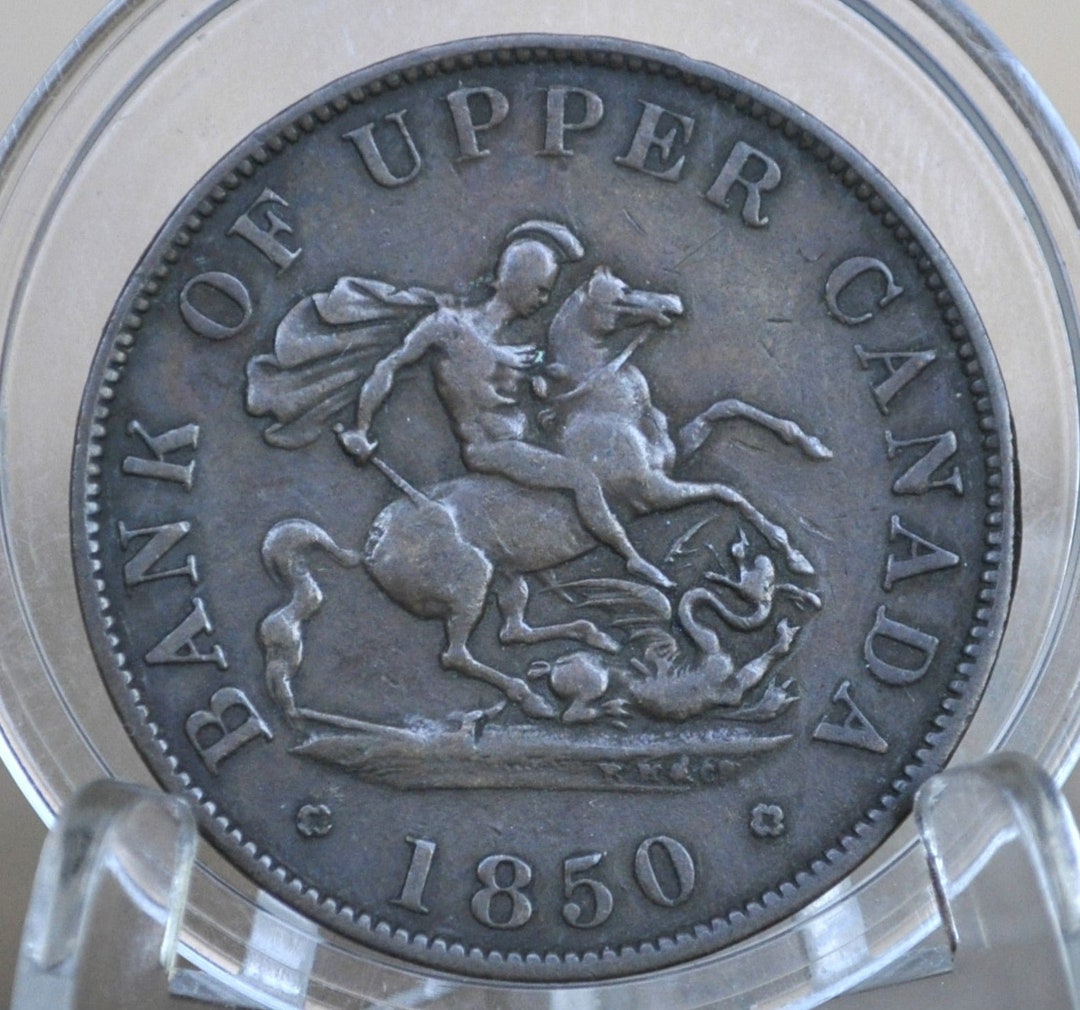 1850 Bank of Upper Canada Half Penny - 1/2 Penny Bank Token - Great ...