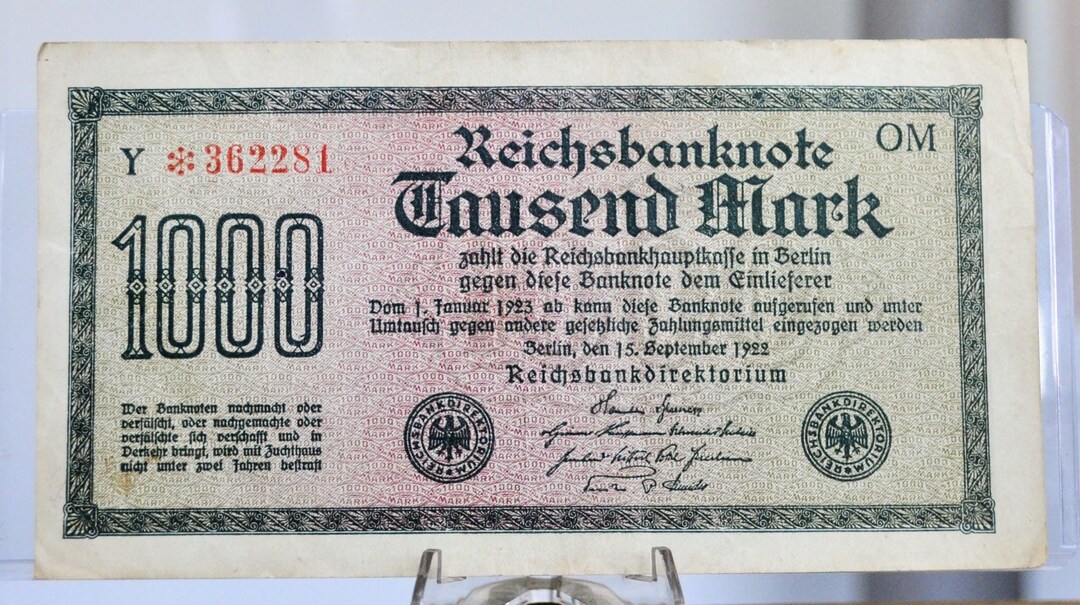 1922 Germany 1000 Mark Star Banknote - Reichsbanknote - Rarer Star Note ...