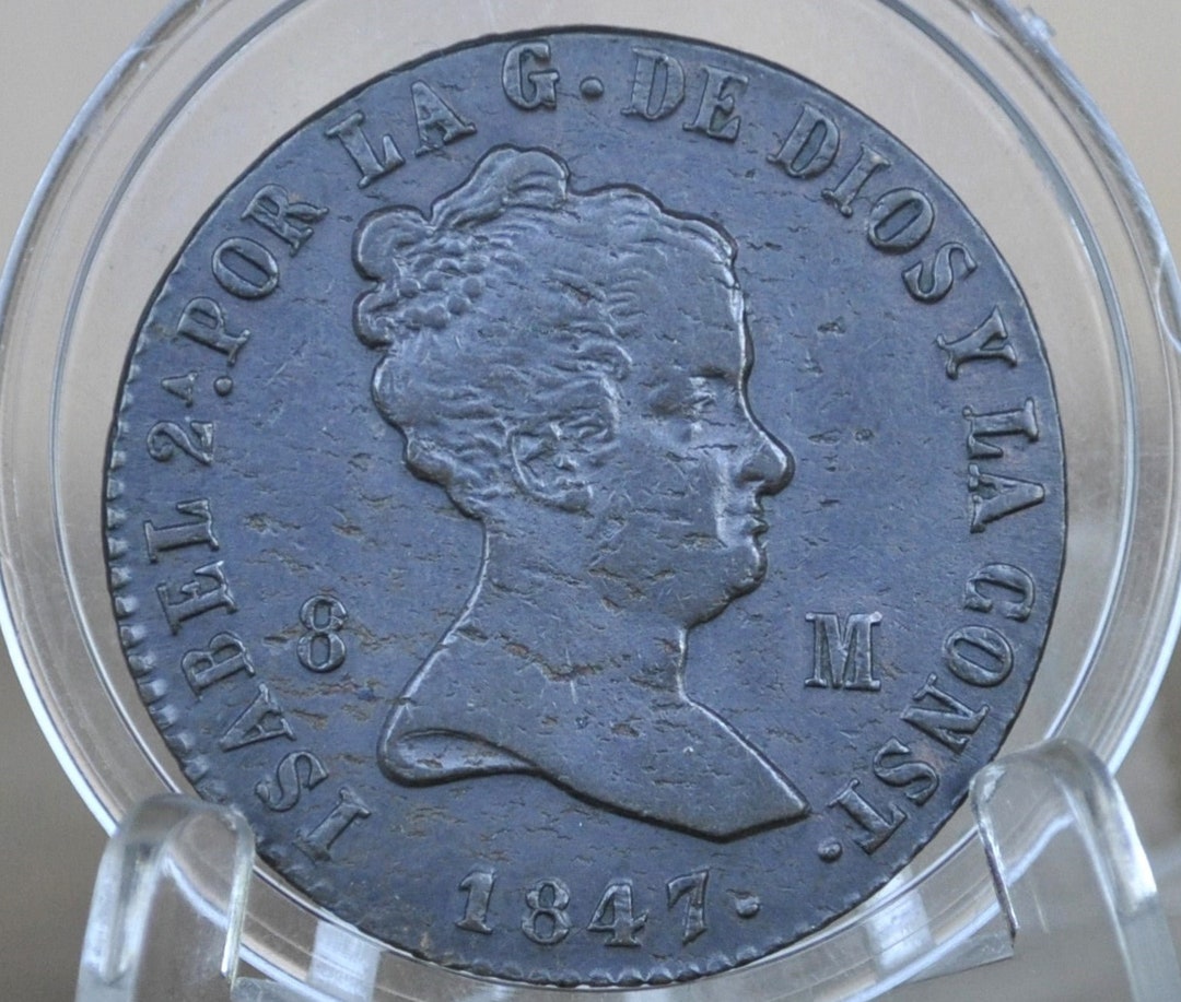 1847 Spanish 8 Maravedis - High Level of Detail - Isabel II of Spain ...