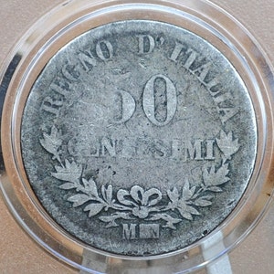 1863 Italian 50 Centesimi - Silver - 1863 50 Cent Coin Italy - Vittorio ...